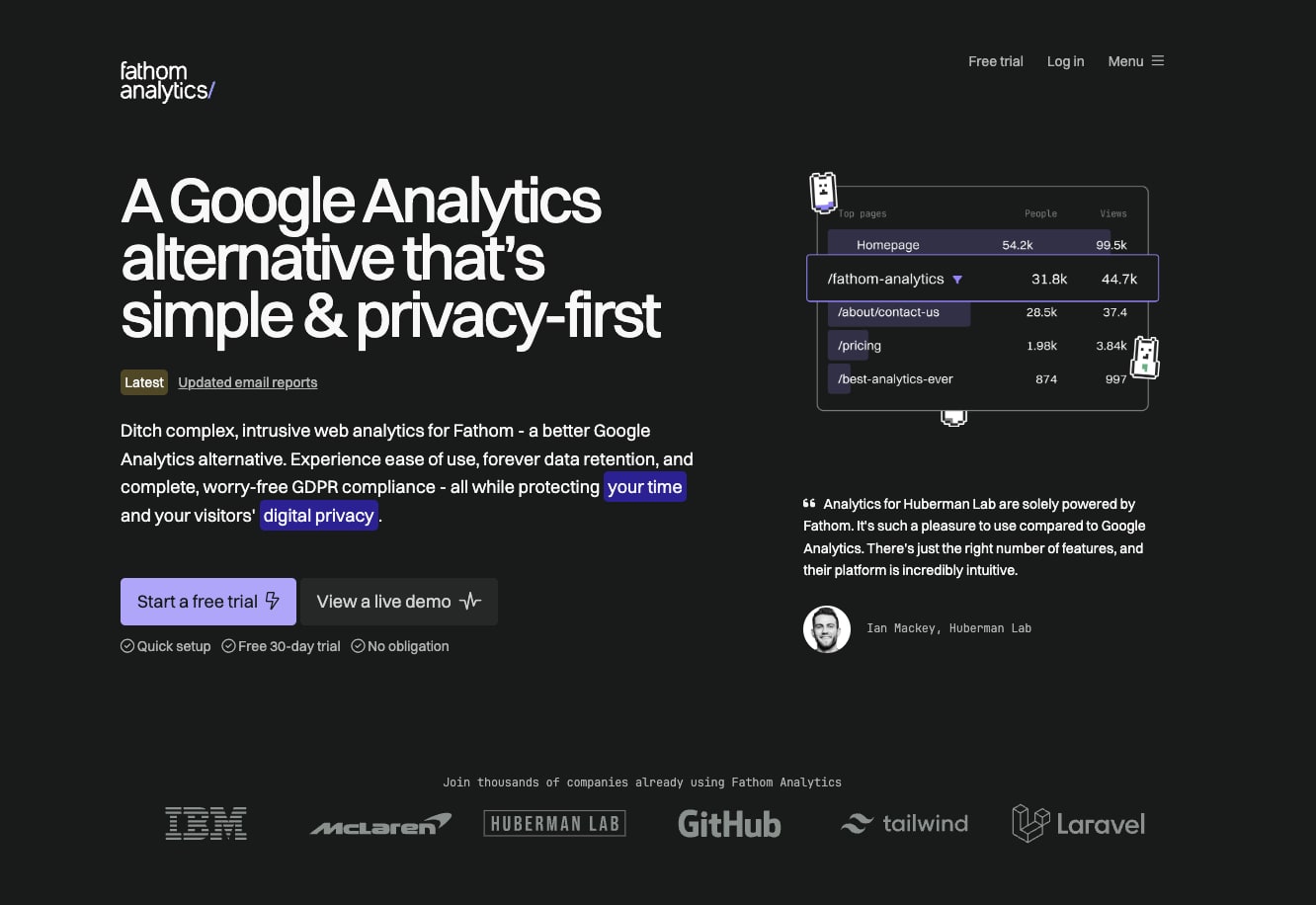 Fathom Analytics pour l'analyse web